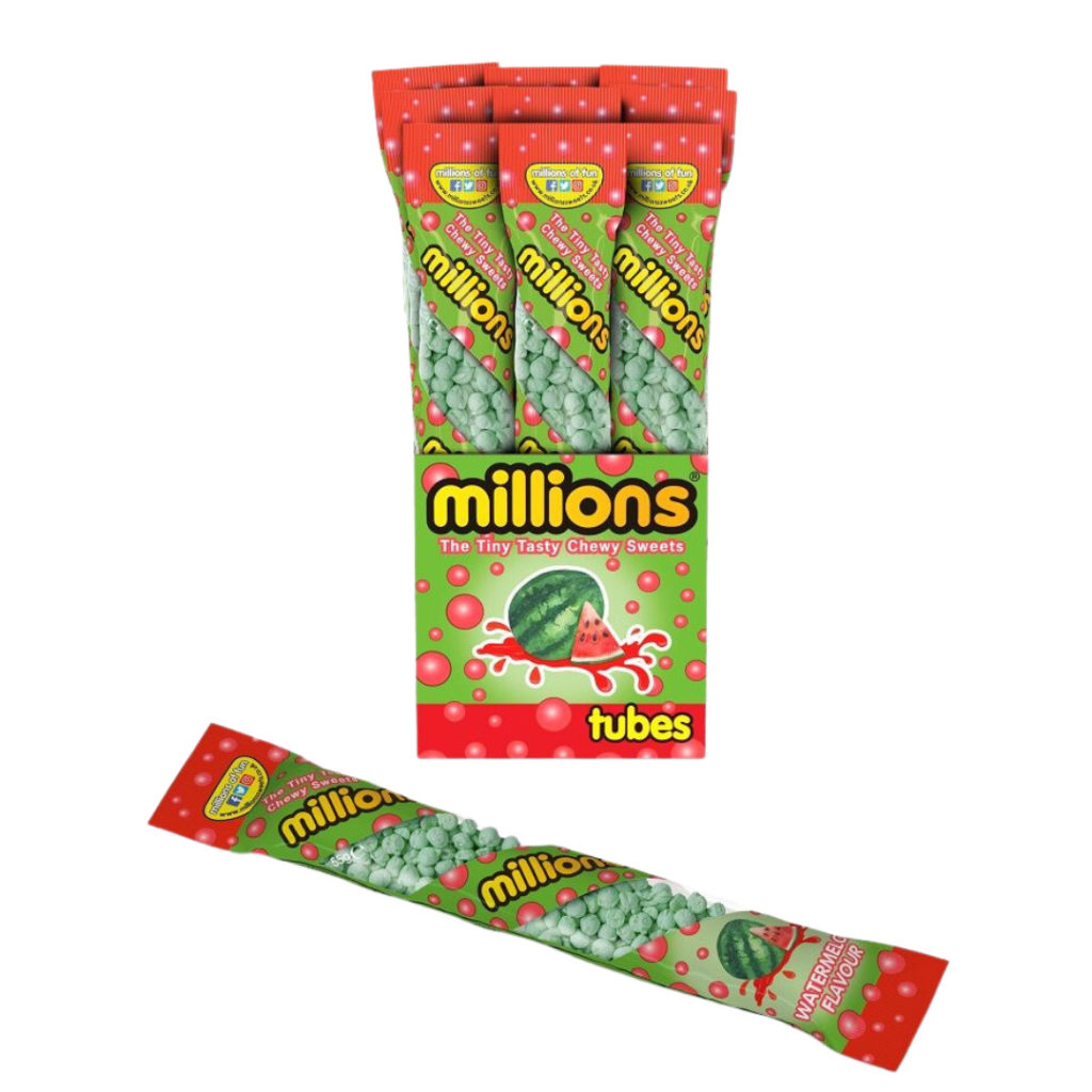 Buy Millions Tubes Watermelon Flavour (12 x 55g) | The Kandy King