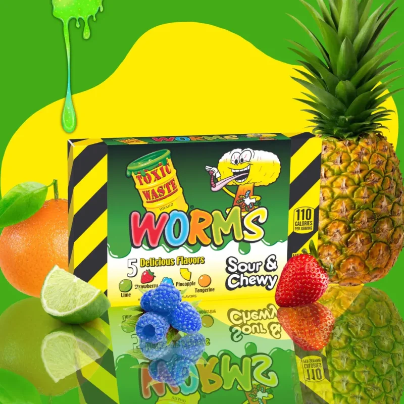 Buy Toxic Waste Sour & Chewy Worms Theatre Box (12x85g) | The Kandy King