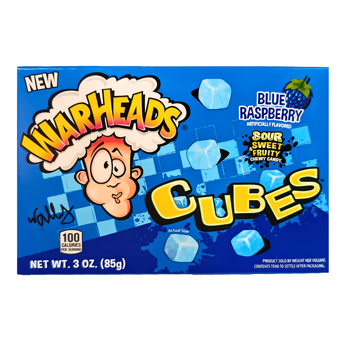 Buy Warheads Blue Raspberry Cubes Theatre Box (12x85g) | The Kandy King