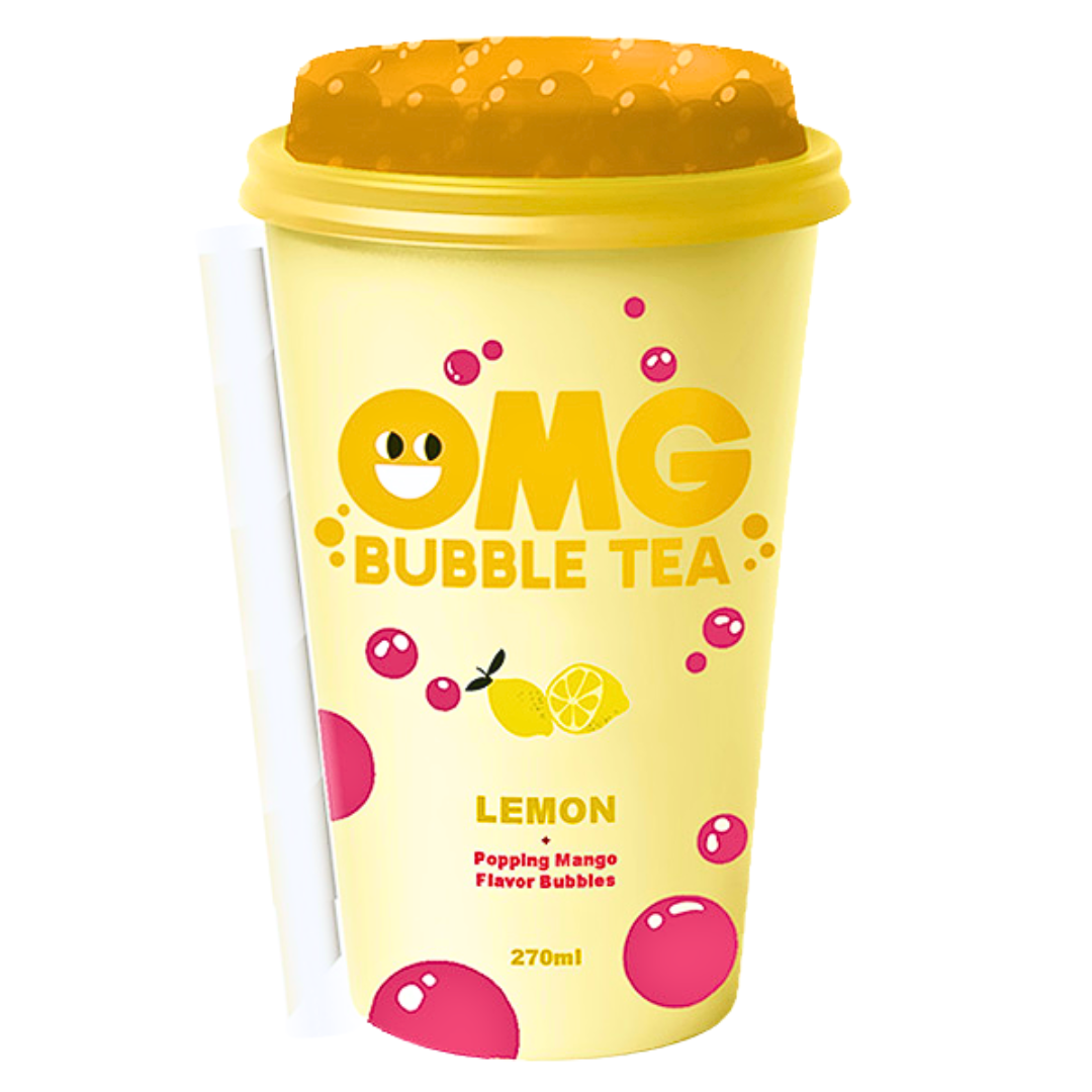Buy OMG Bubble Tea Lemon With Popping Mango Flavour Bubbles (10x270ml) | The Kandy King