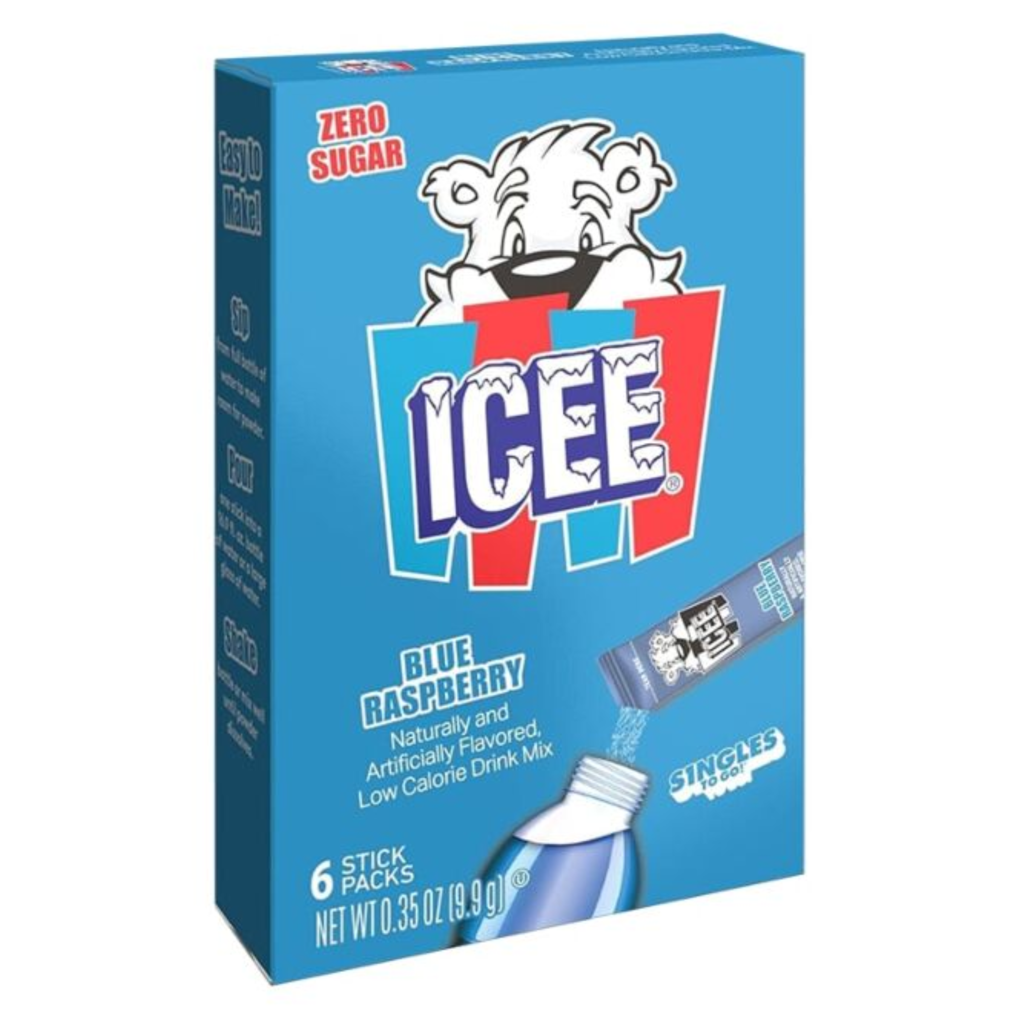 Buy Icee Drink Mix Blue Raspeberry Flavour Zero Sugar Sachets USA (6 ...