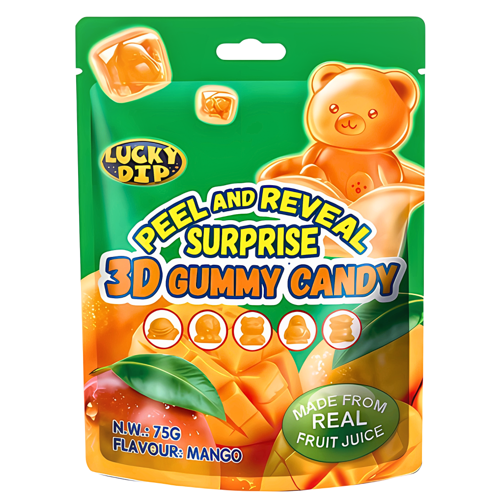 Buy Peel & Reveal Surprise 3D Gummy Candy Mango Flavour (10 x 75g ...