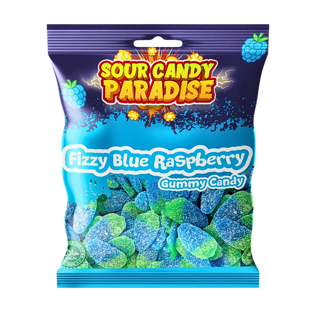 Buy Sour Candy Paradise Gummy Candy Fizzy Blue Raspberry (12x100g ...