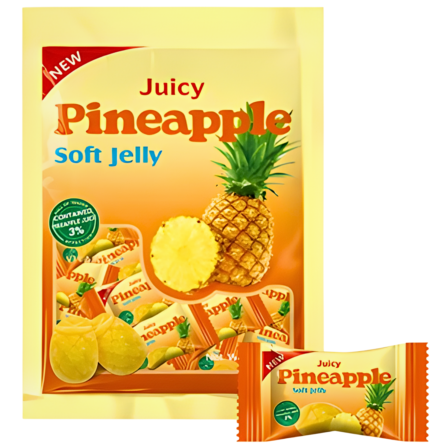 Buy Juicy Pineapple Flavour Soft Jelly (12 x 100g) | The Kandy King